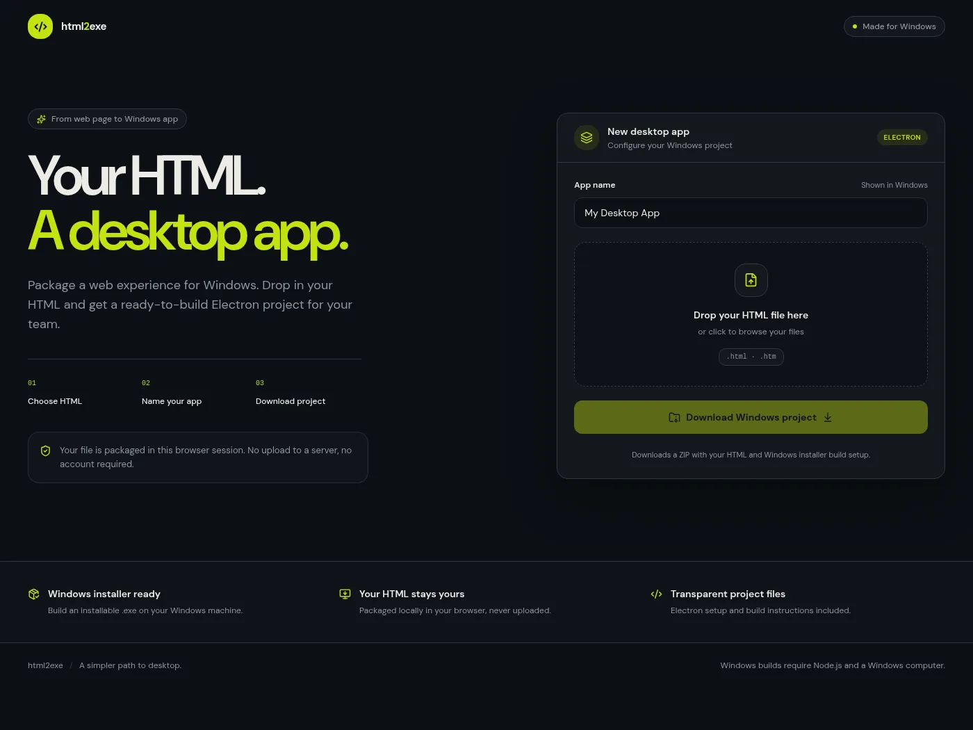 HTML2Exe Converter