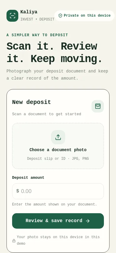 Kaliya Scan Deposit App