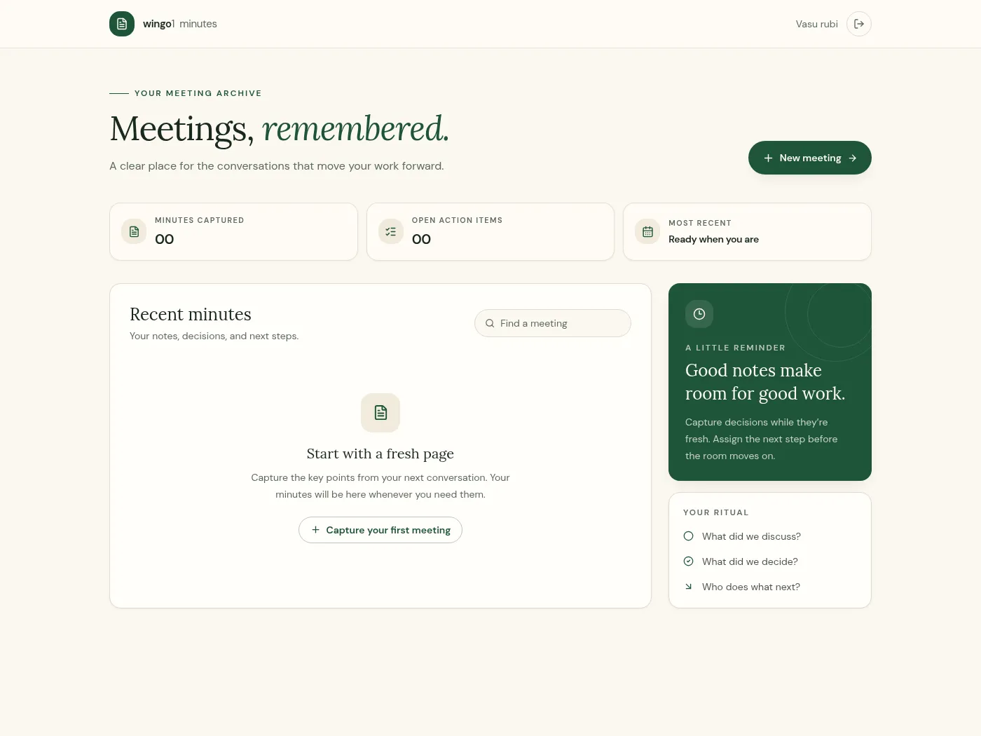 Wingo1 Minutes Tracker