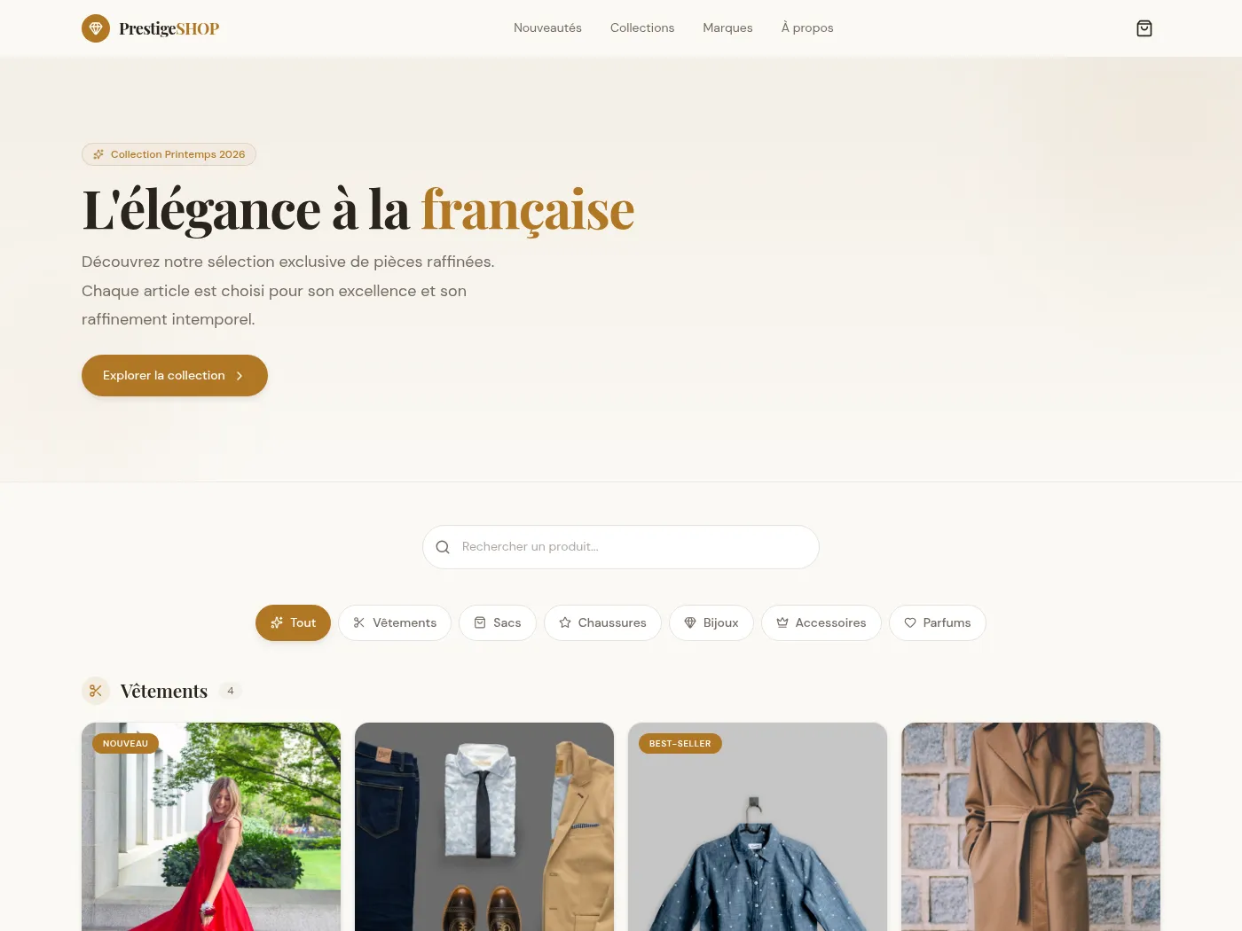 PrestigeSHOP Landing Page