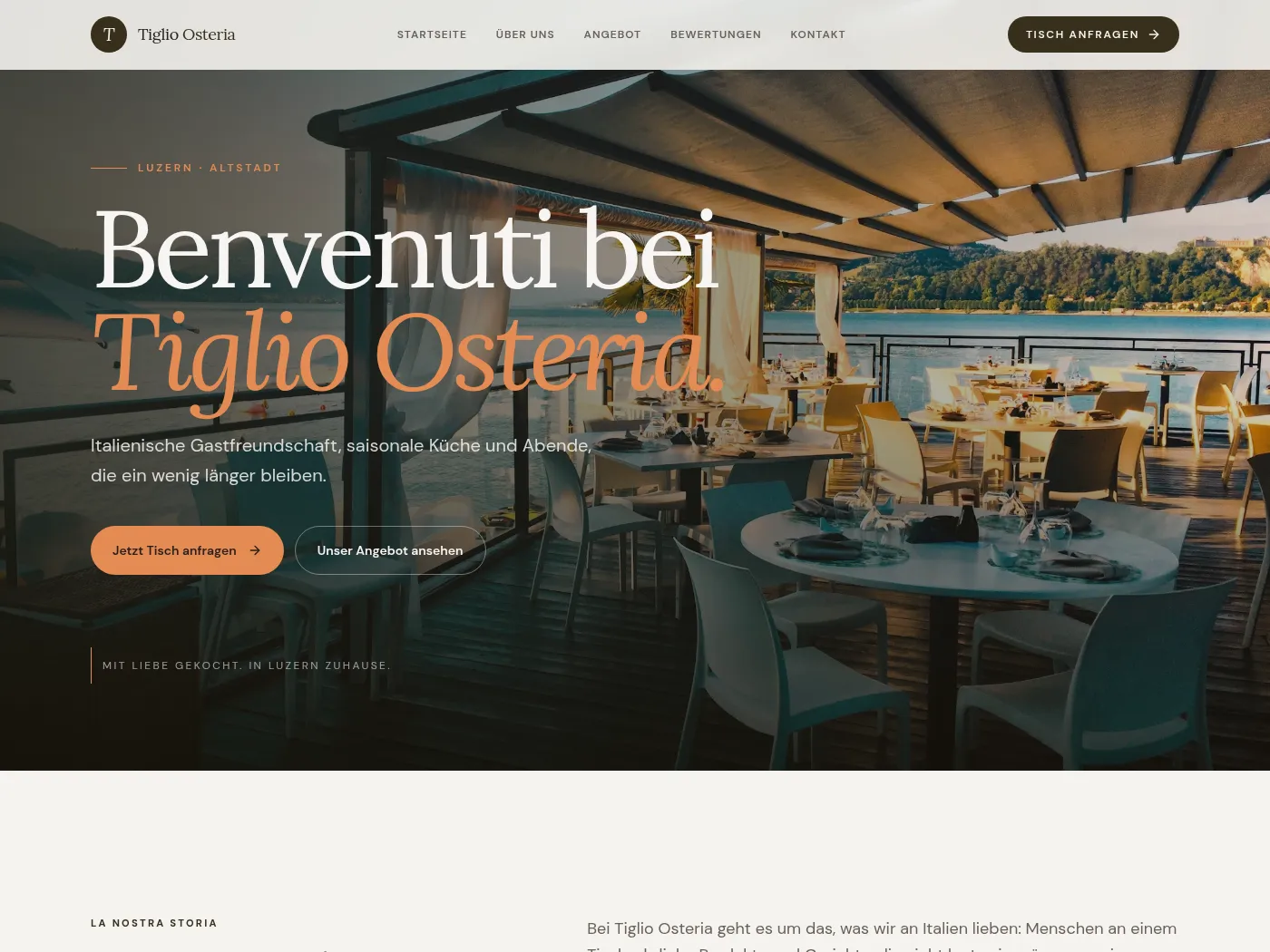 Tiglio Osteria Webseite