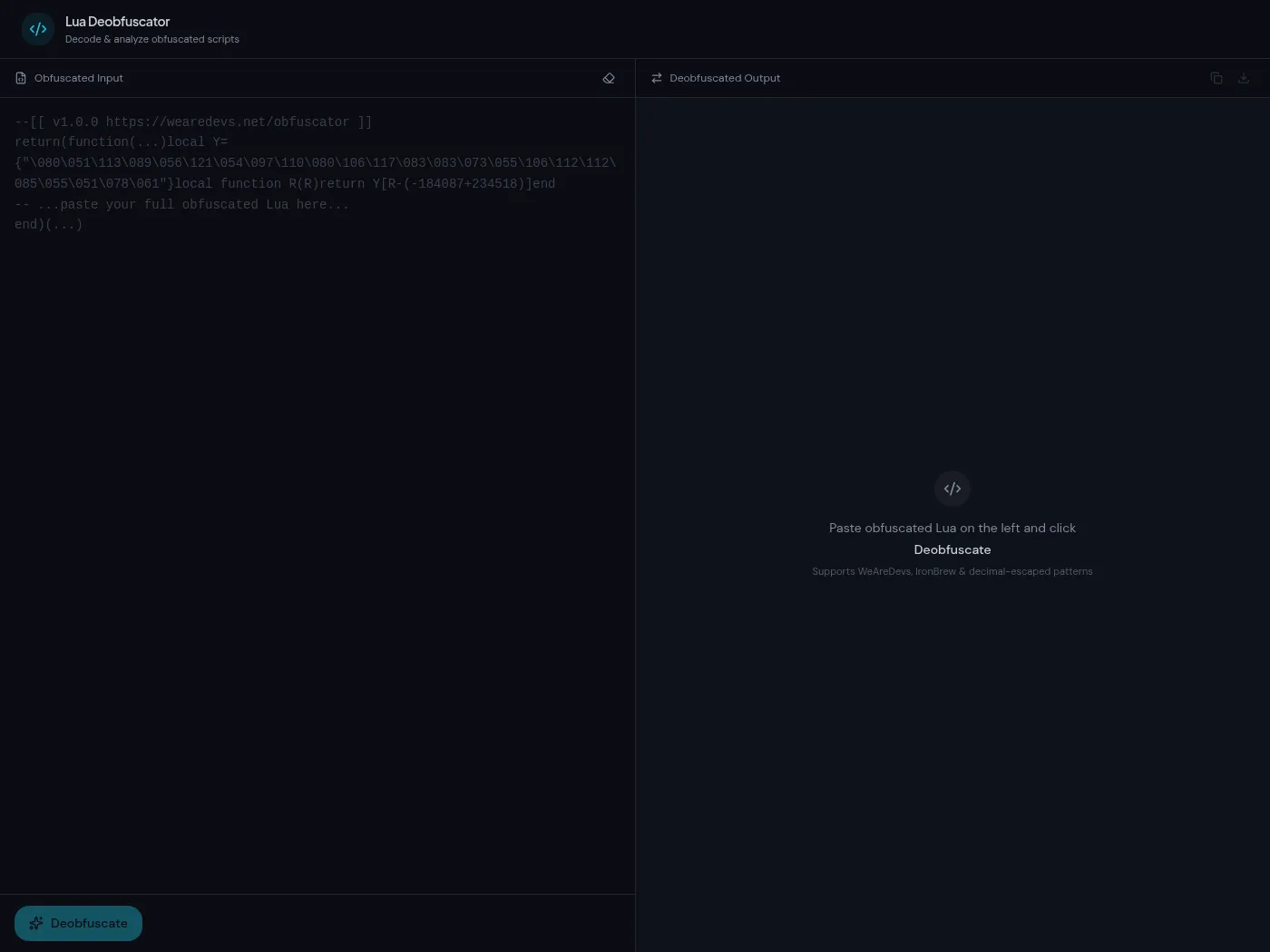 Lua Deobfuscator Web App