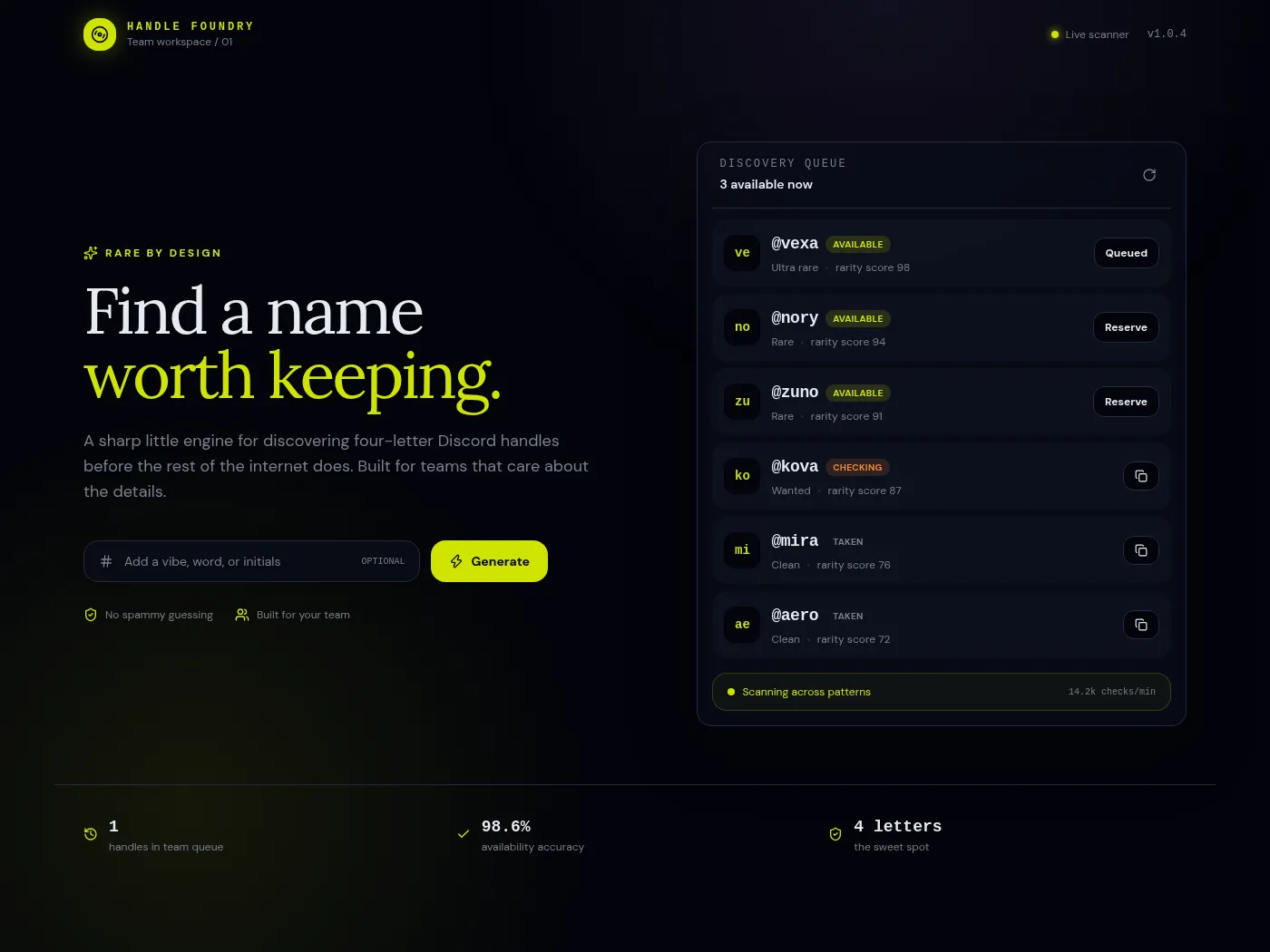 Rare Discord Handle Finder