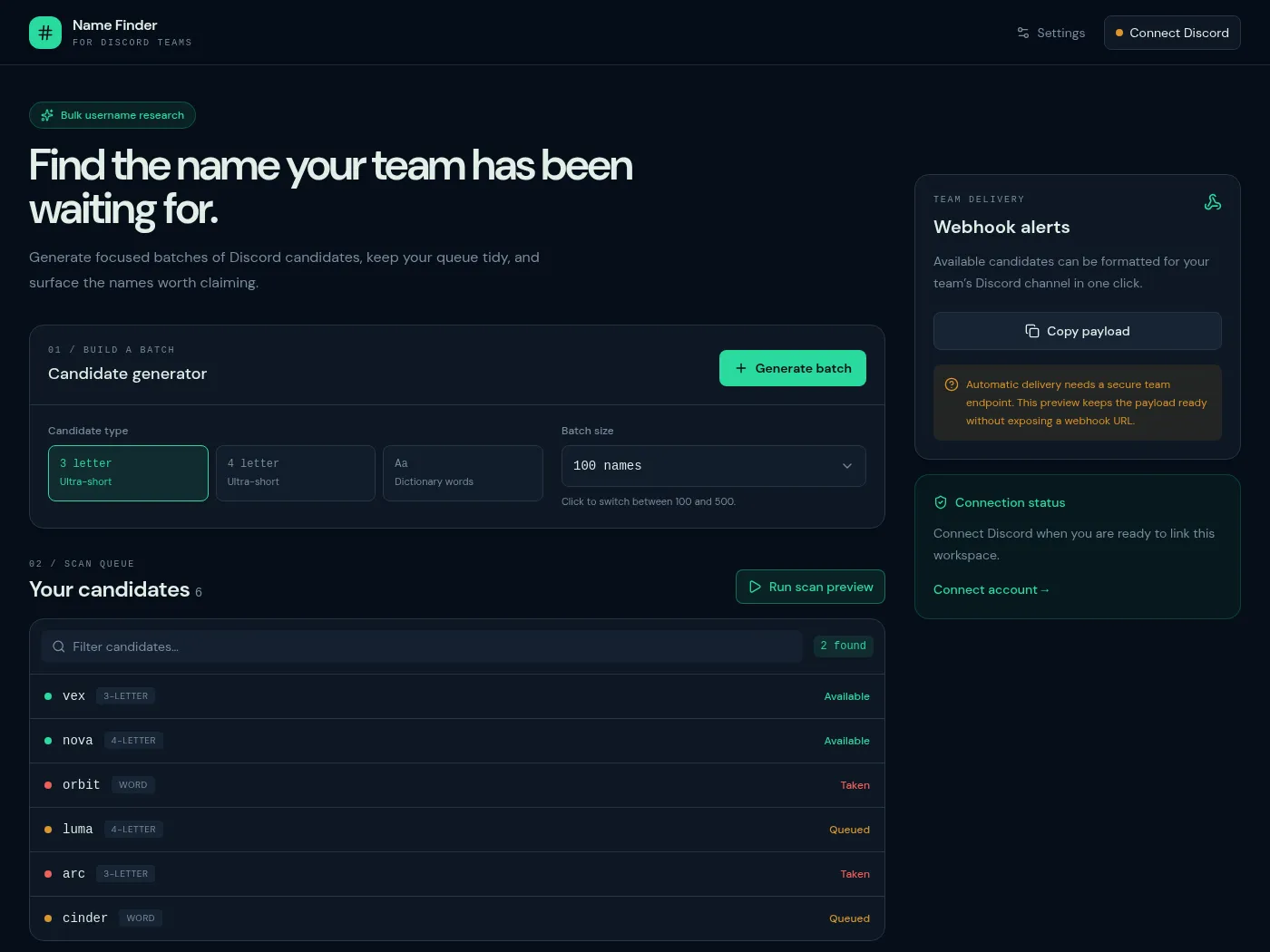 Discord Name Finder
