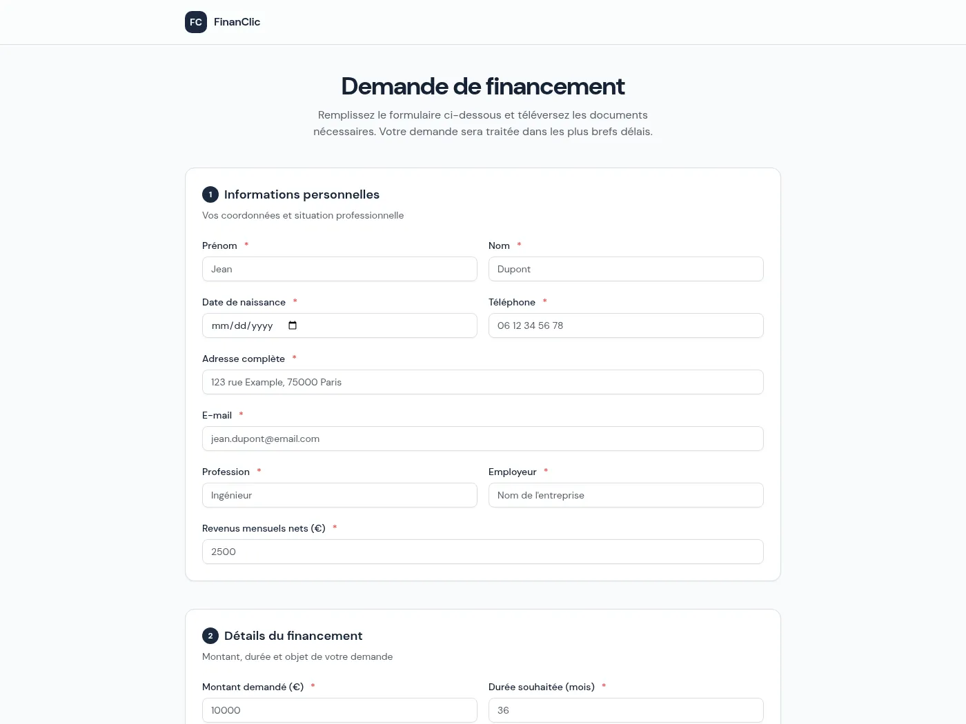 FinanClic Web Portal