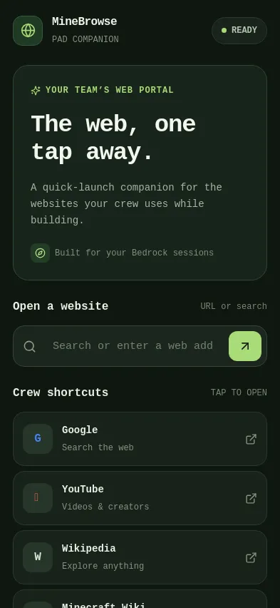 MineBrowse Pad