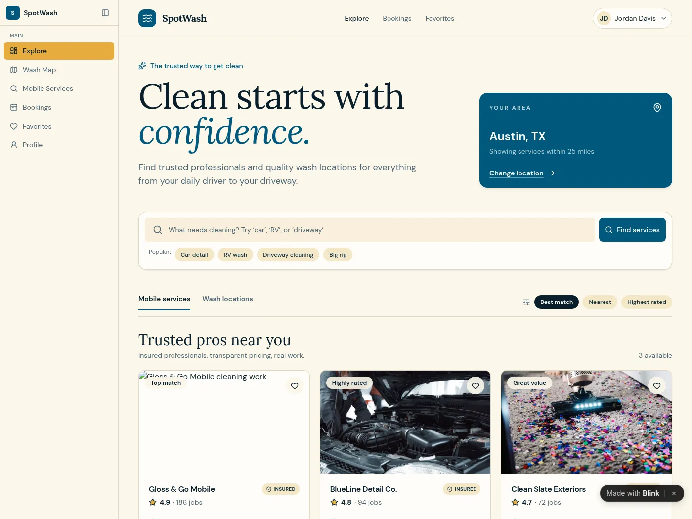 SpotWash Marketplace App