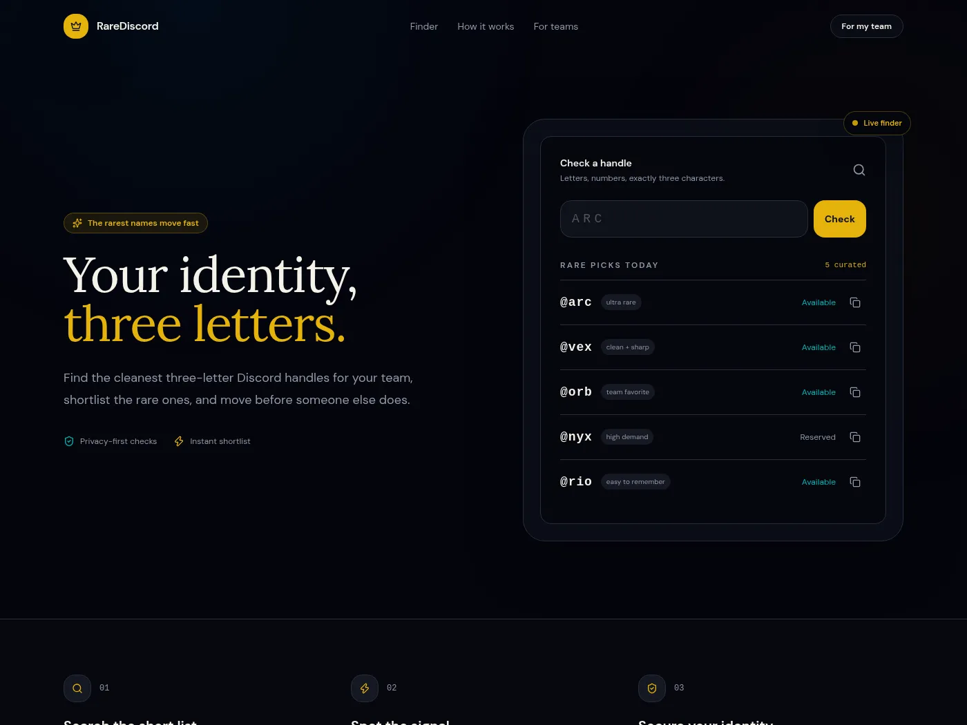 RareDiscord Handle Finder