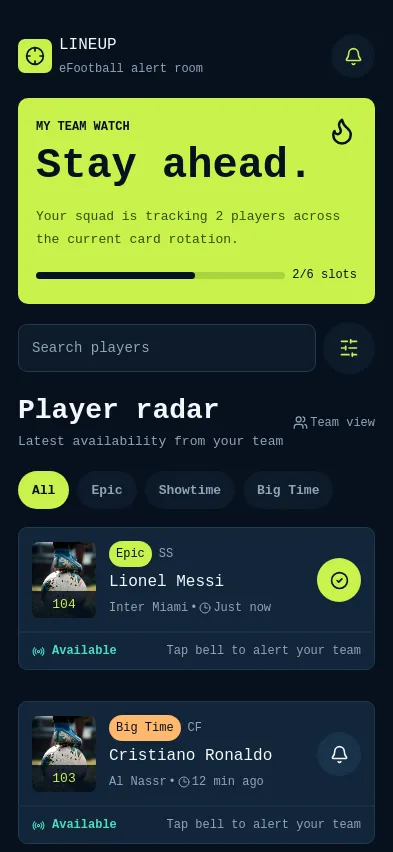 eFootball Player Alert