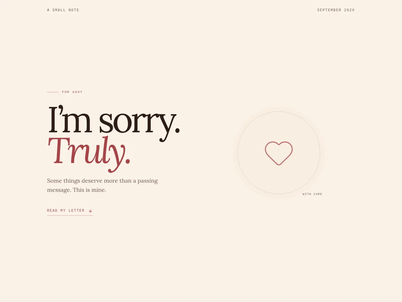 Ashy's Apology Page