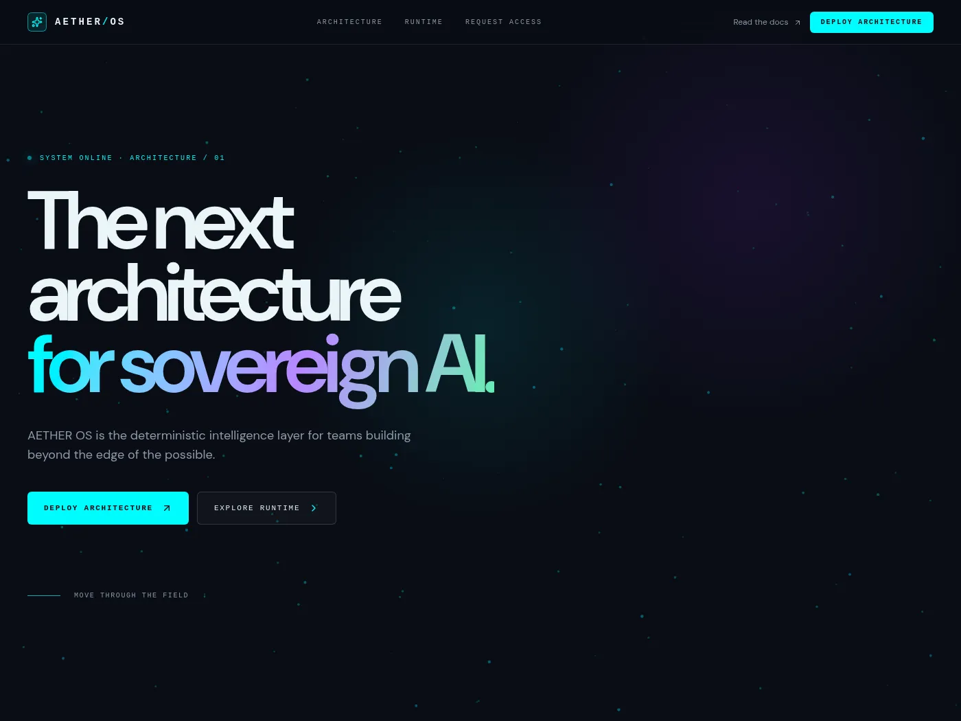 AETHER OS Landing Experience