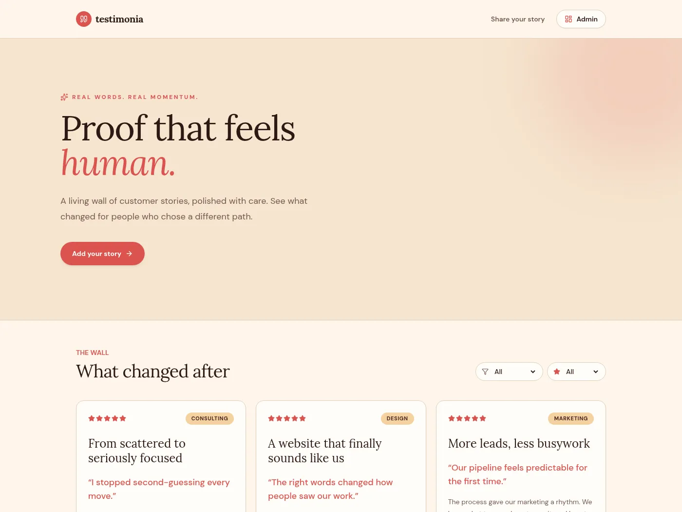AI Testimonial Wall