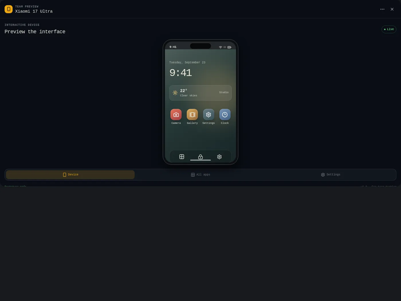 Xiaomi 17 Ultra UX Emulator