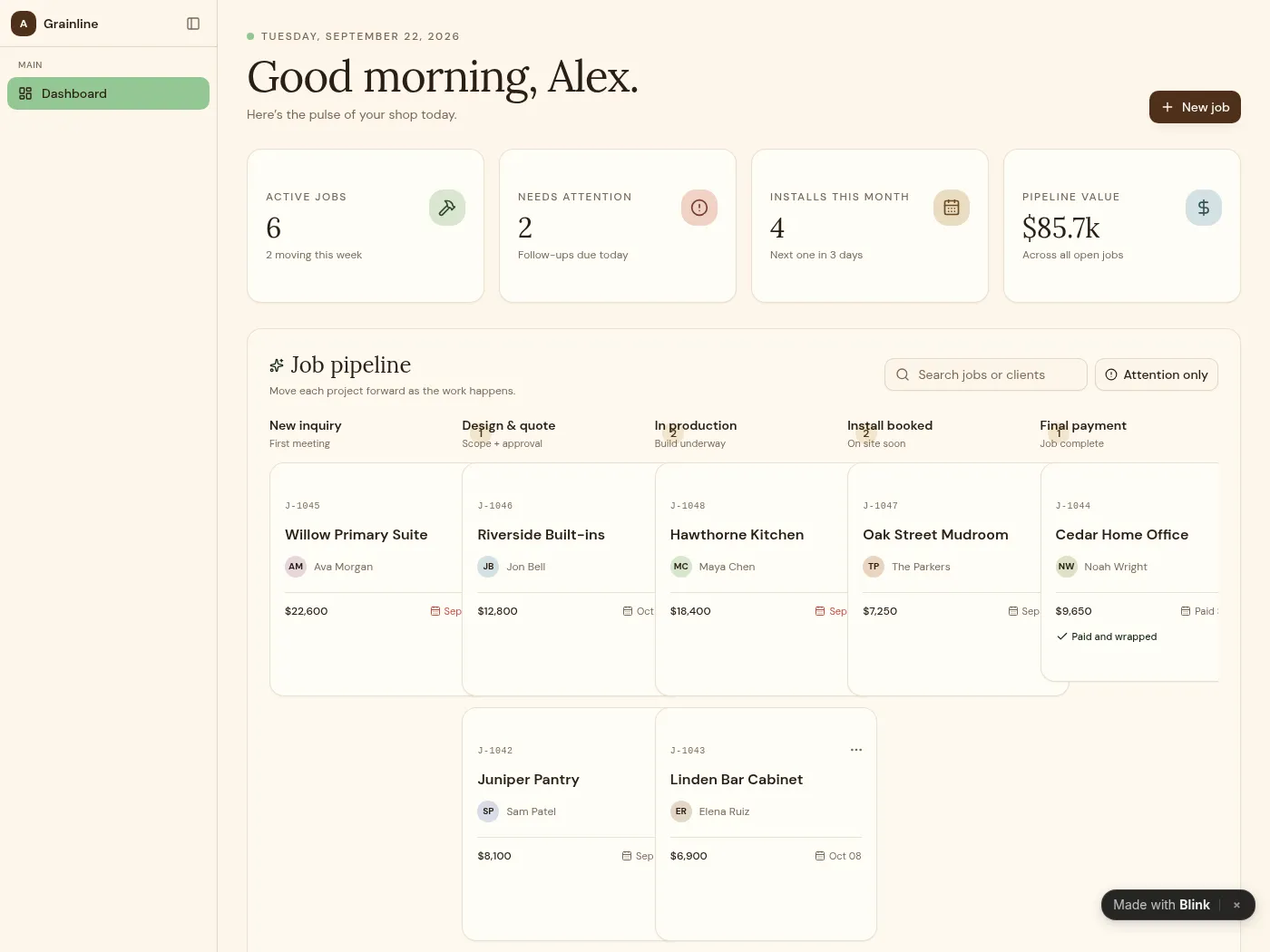 Cabinet Job Tracker