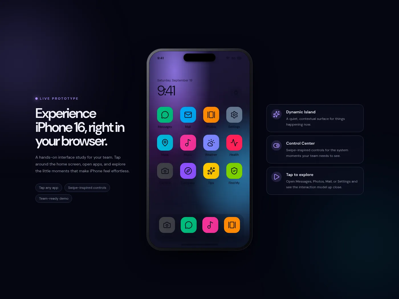 iPhone 16 UI Simulator