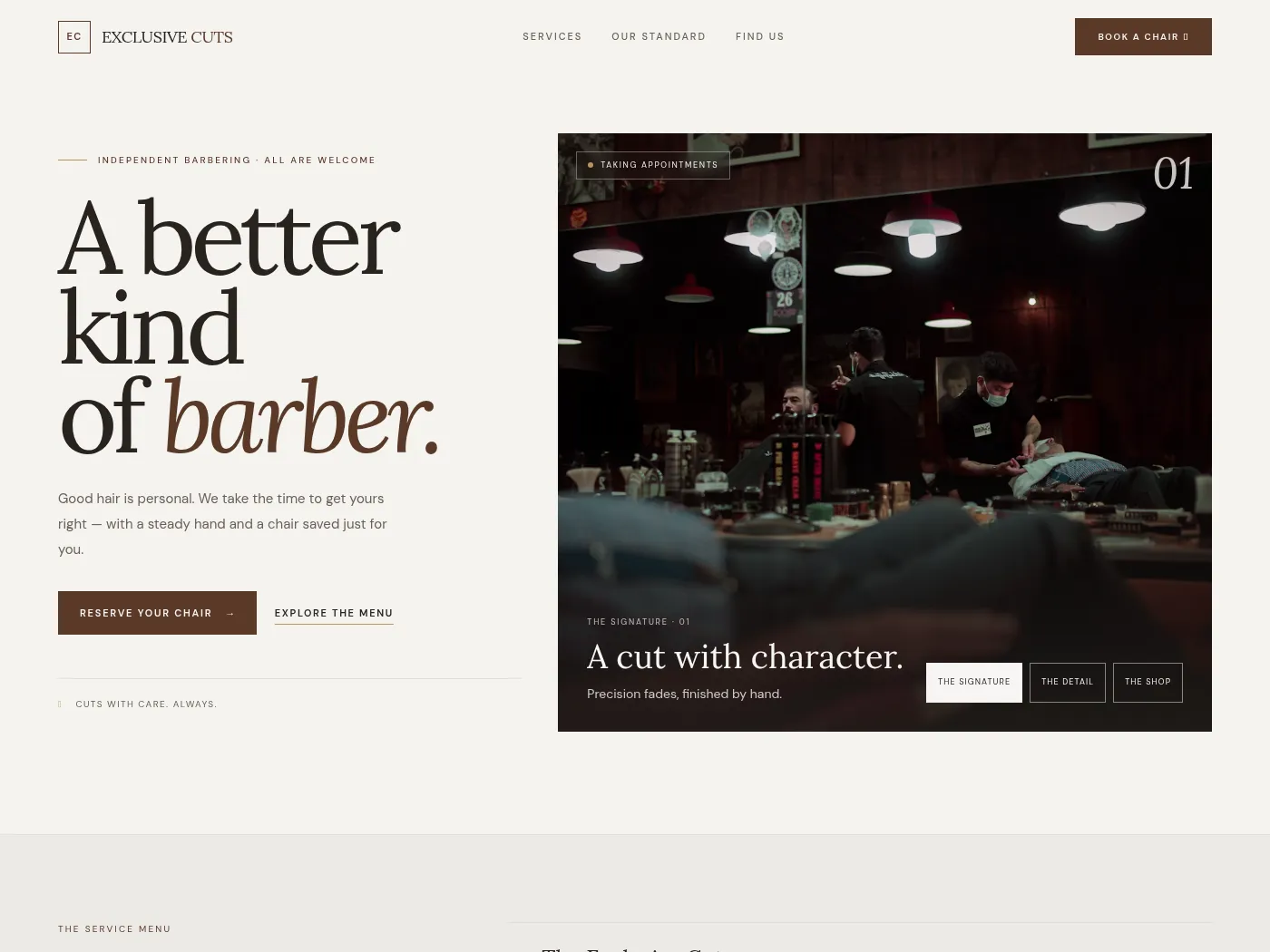 Exclusive Cuts Barber Web