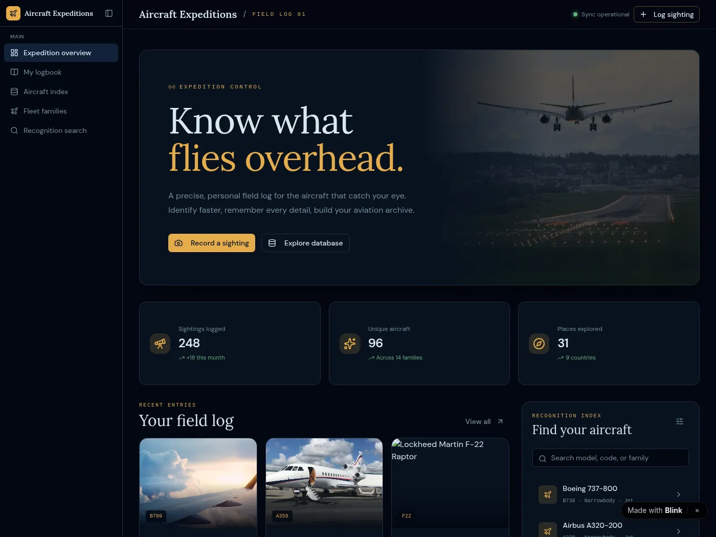Aircraft Expeditions Logbook