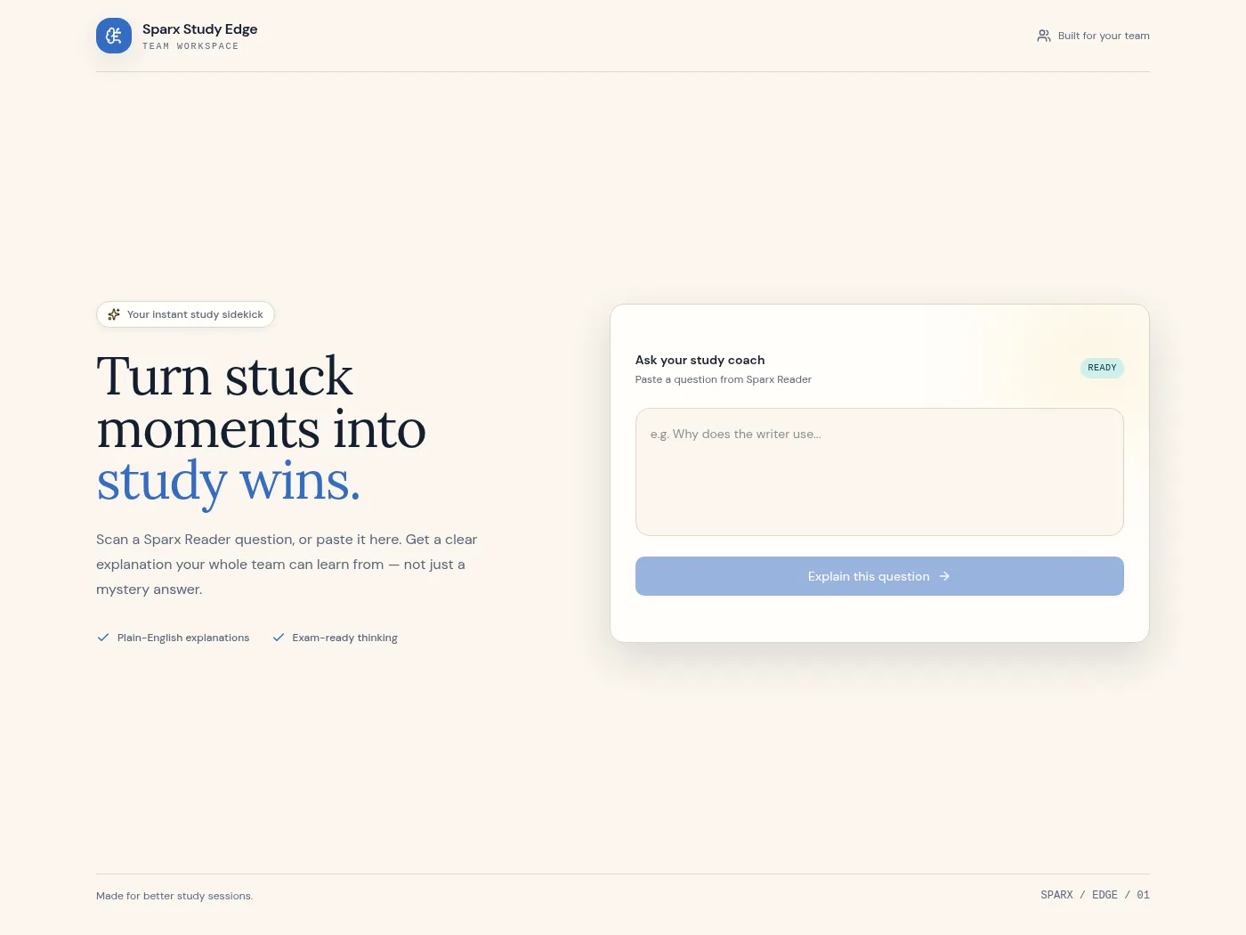 Sparx Study Edge Extension