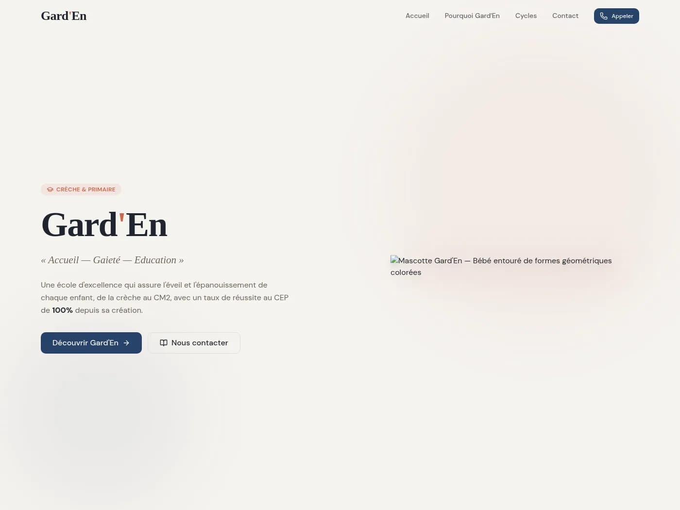 Gard'En School Landing Page