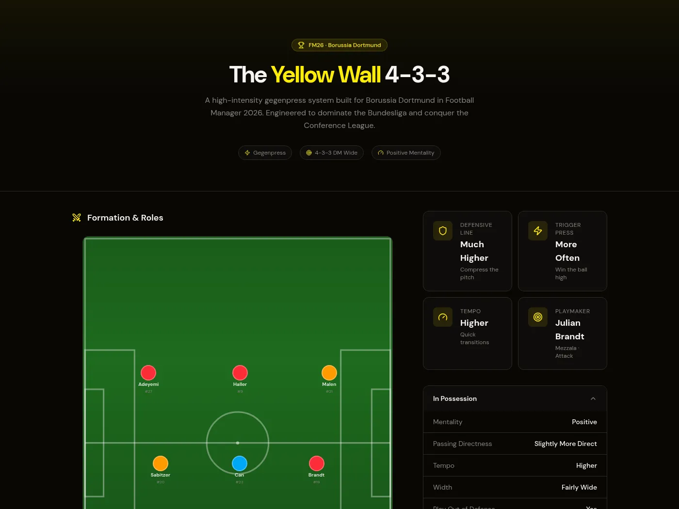 FM26 Dortmund Tactic Genie