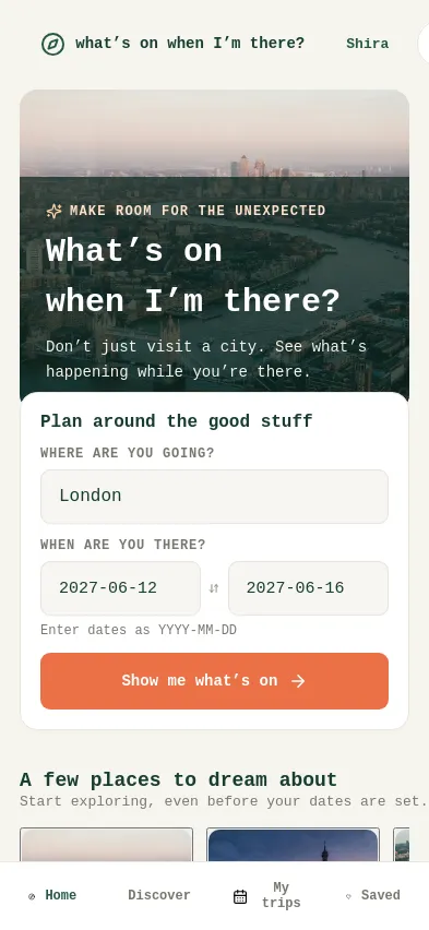 What's On When I'm There?