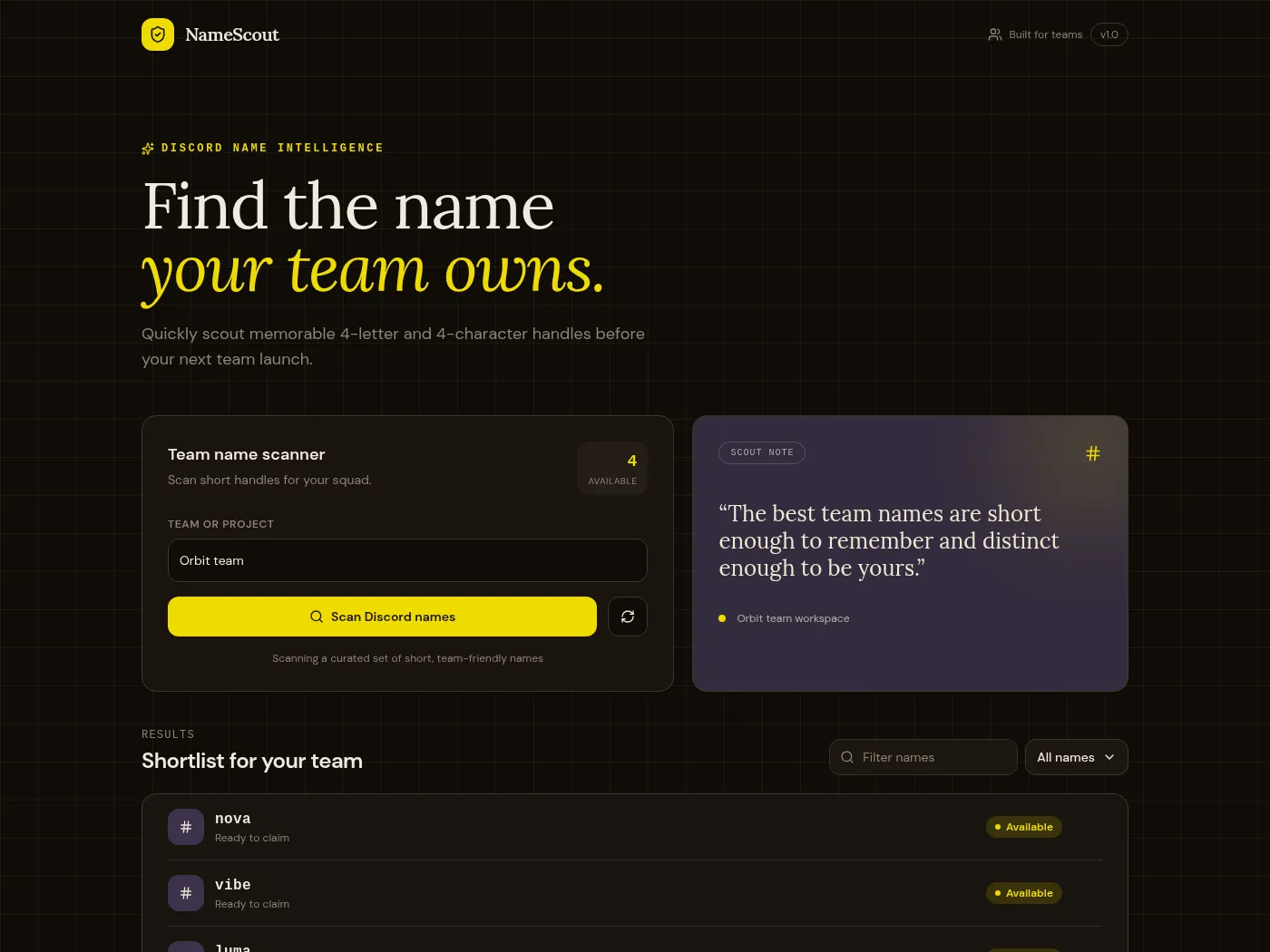 NameScout Discord Checker
