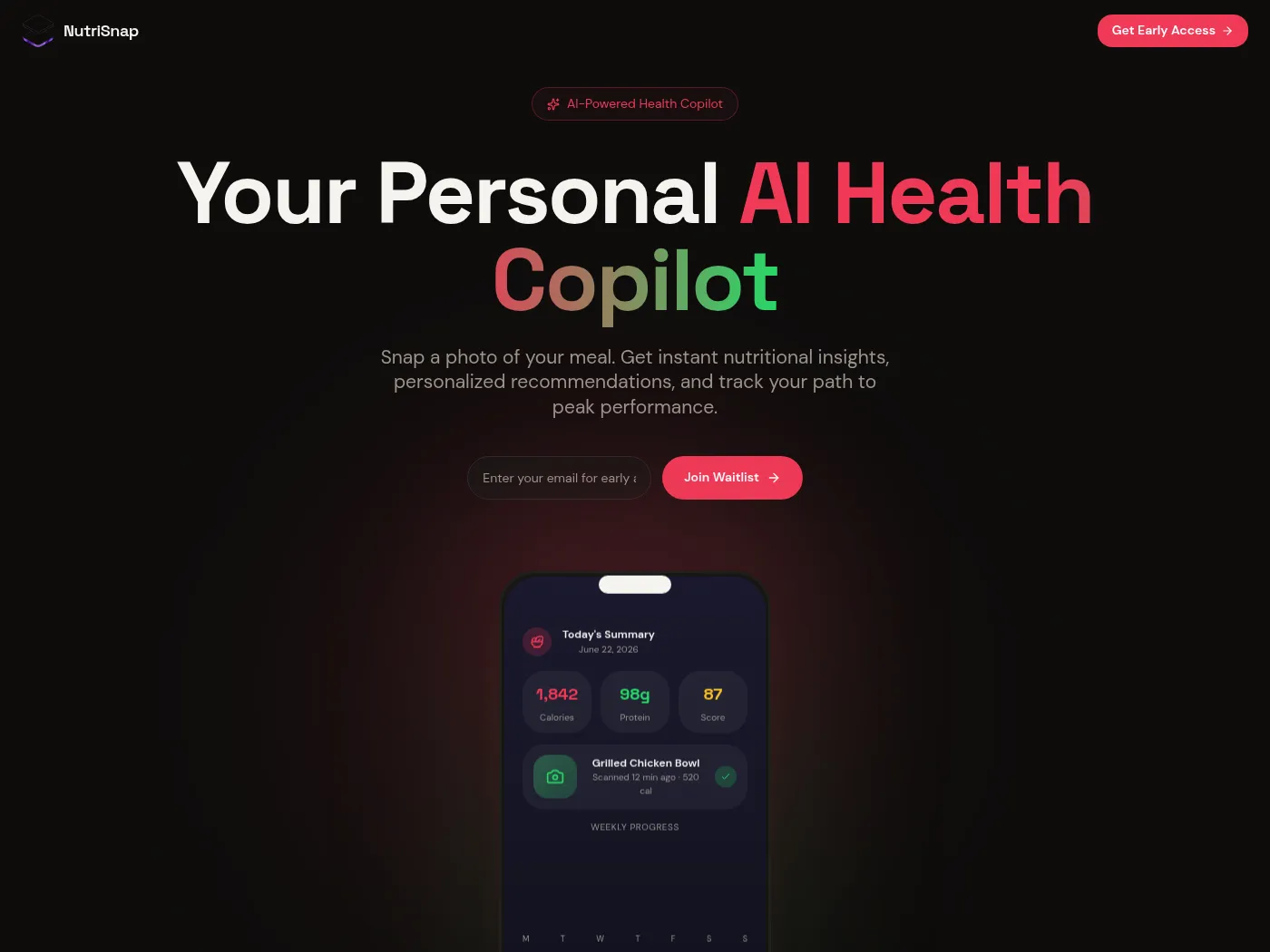 NutriSnap Launch Page