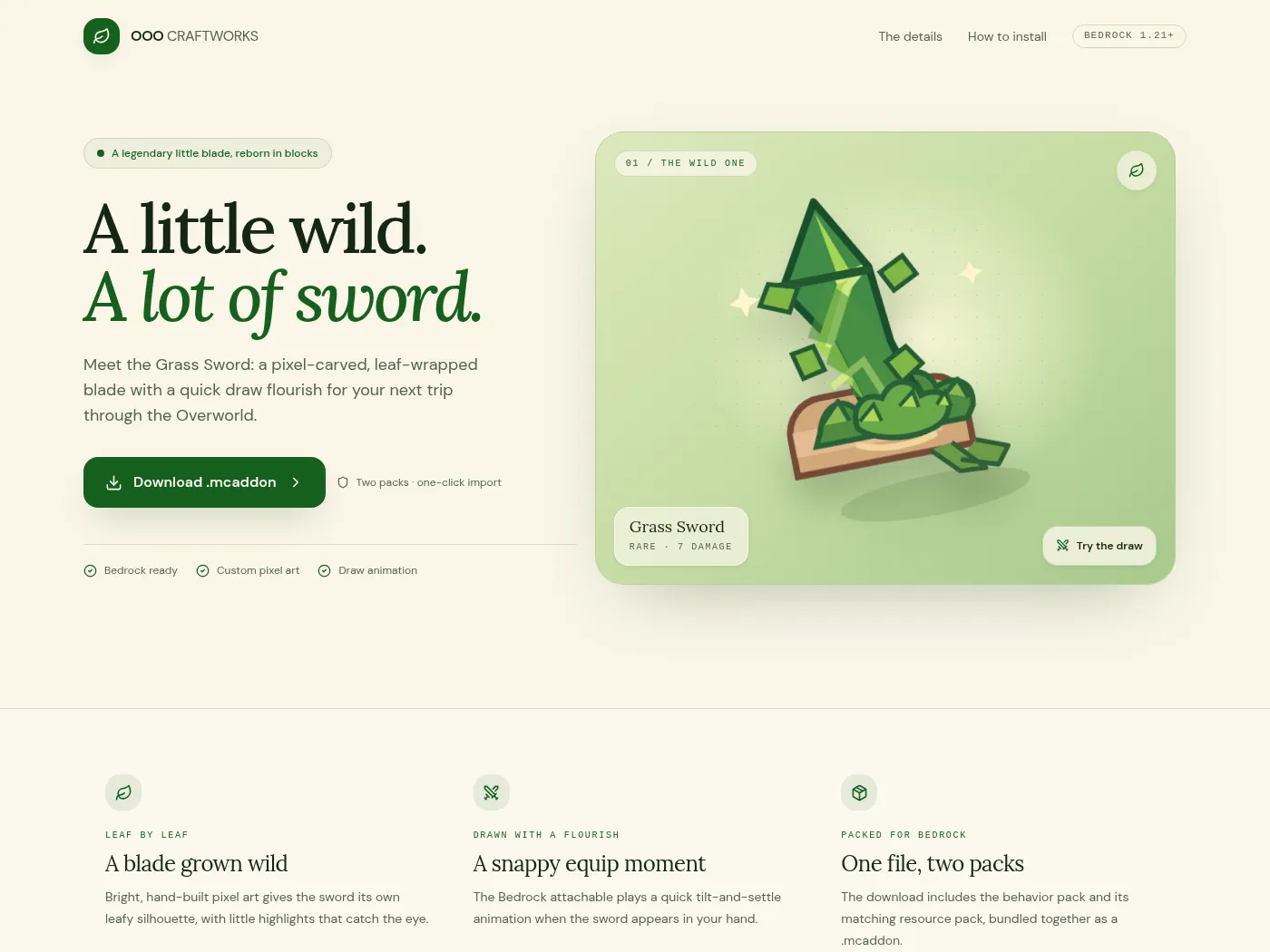Adventure Grass Sword Add-on