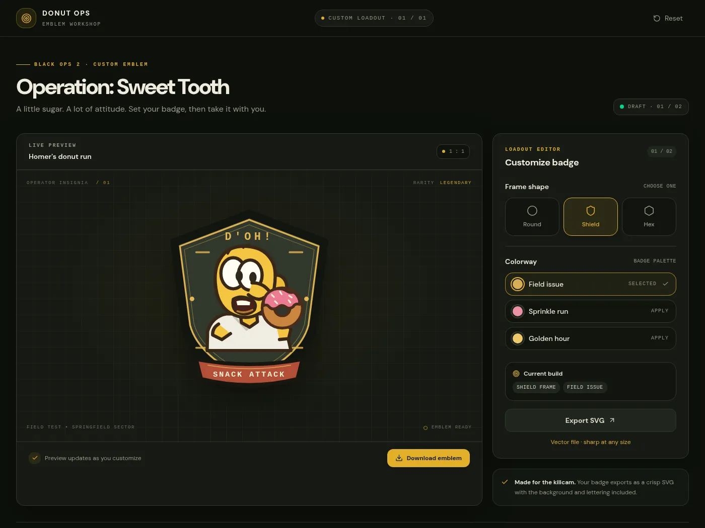 Homer Emblem Creator