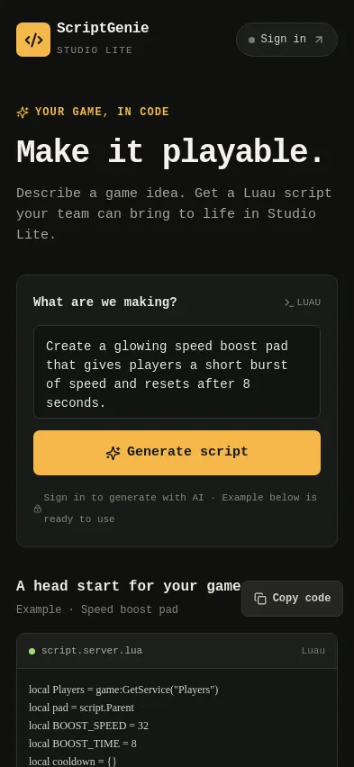 ScriptGenie Mobile