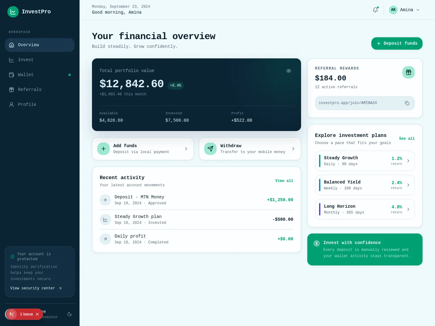 InvestPro Fintech Platform