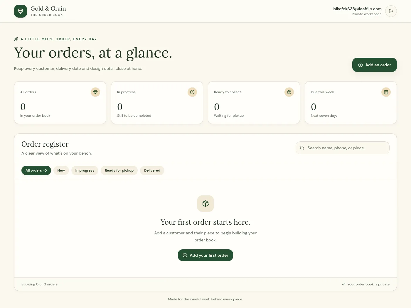 Gold Order Organizer