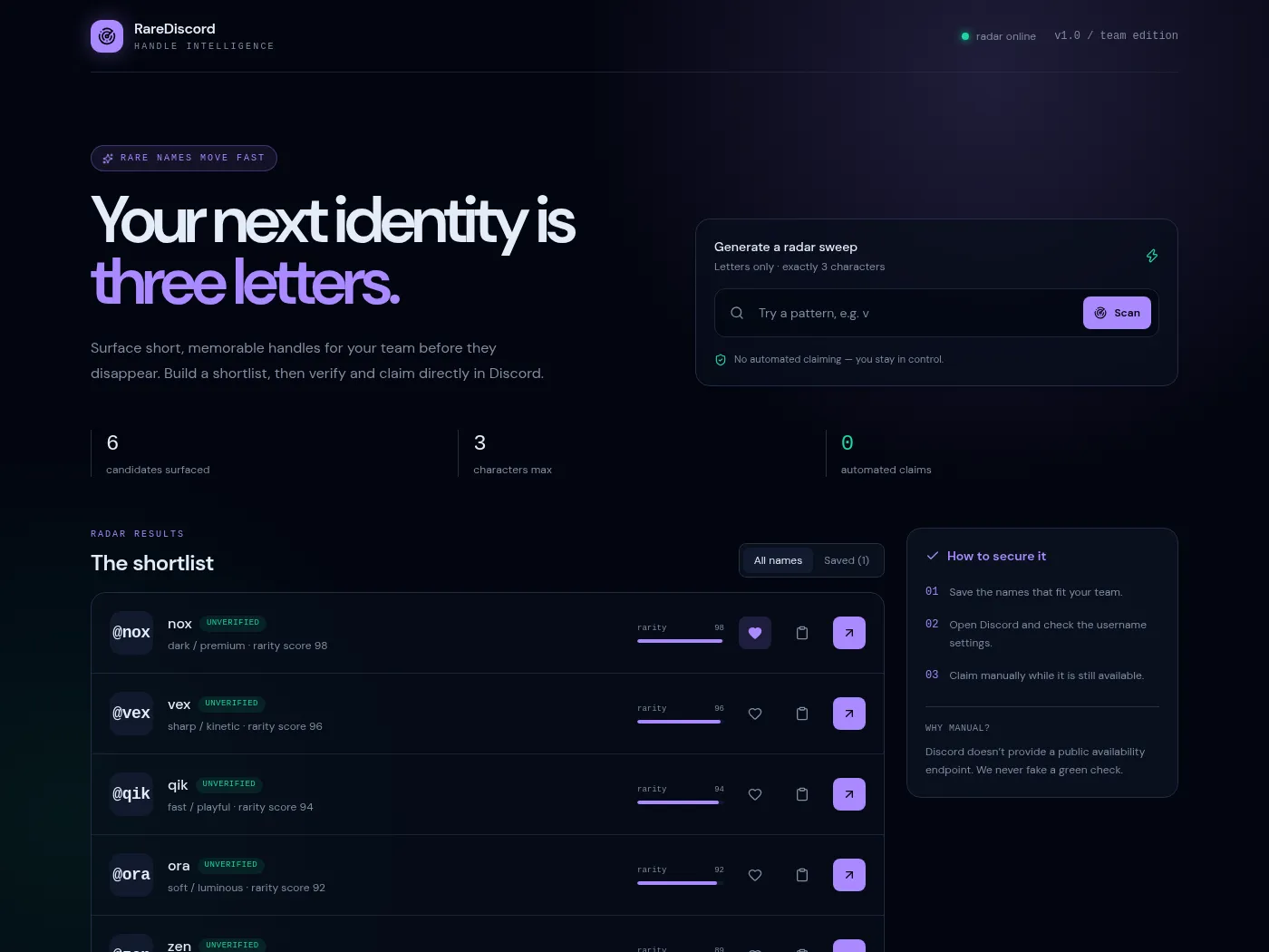 RareDiscord Handle Finder