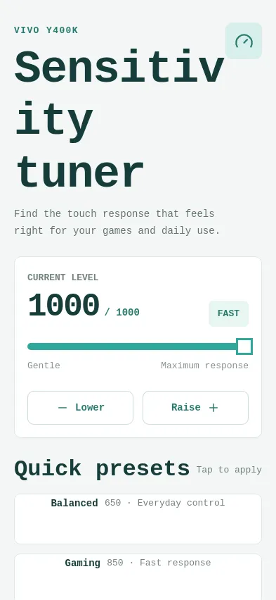Vivo Sensitivity Tuner