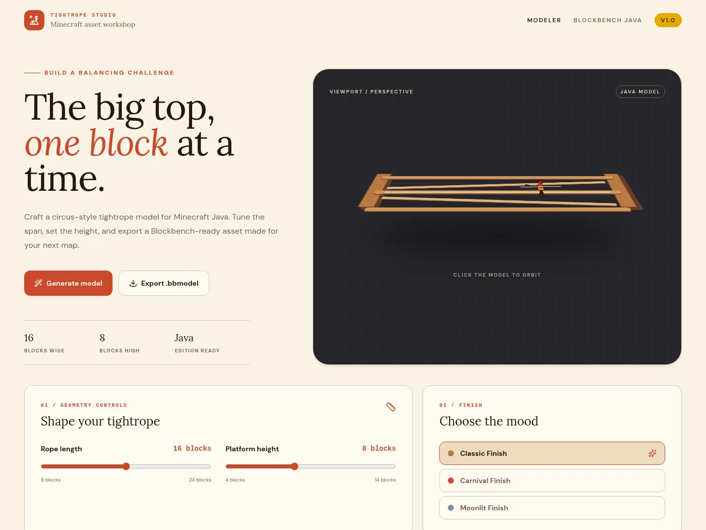 Circus Tightrope Modeler