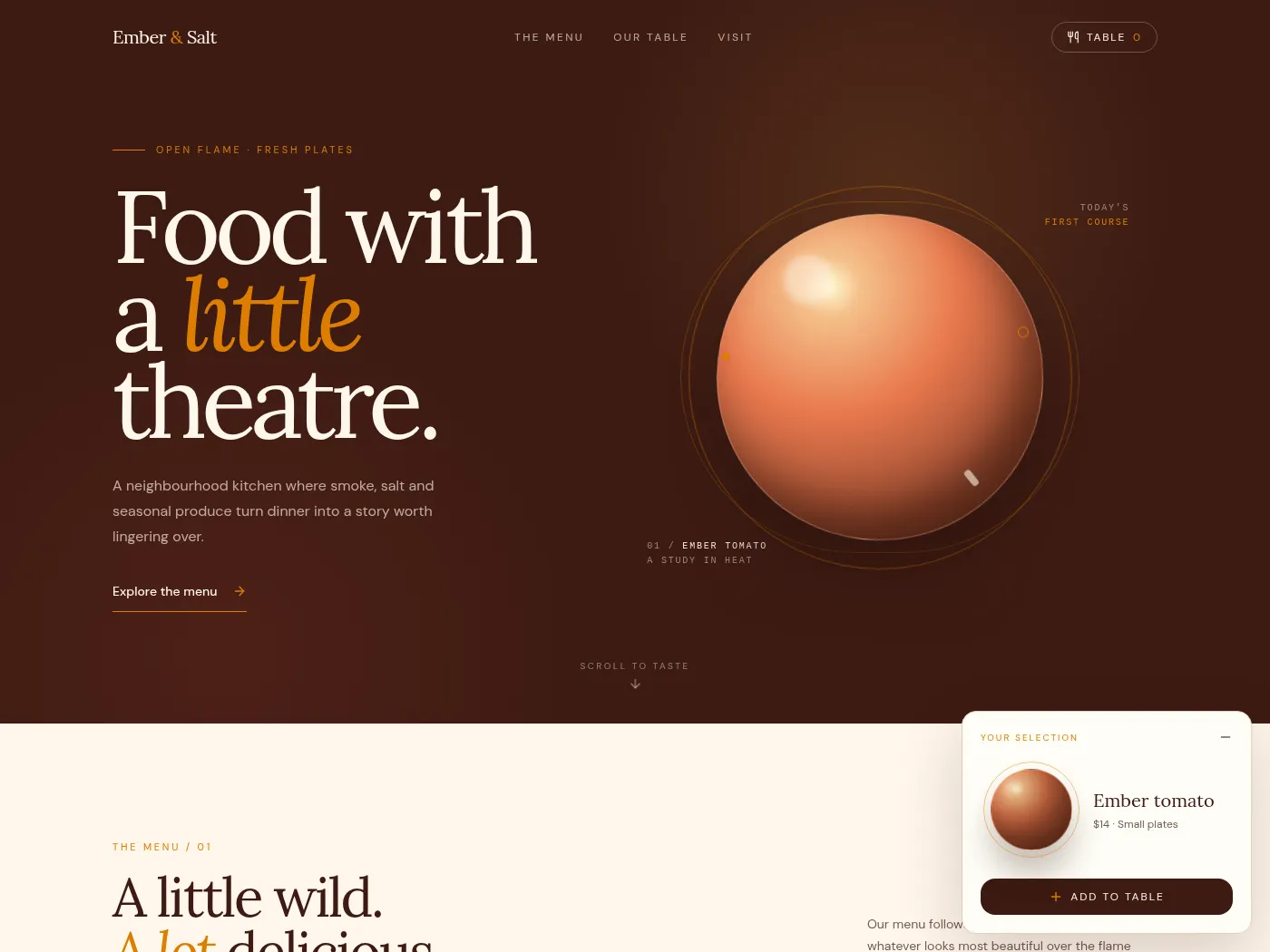 3D Food Menu Site