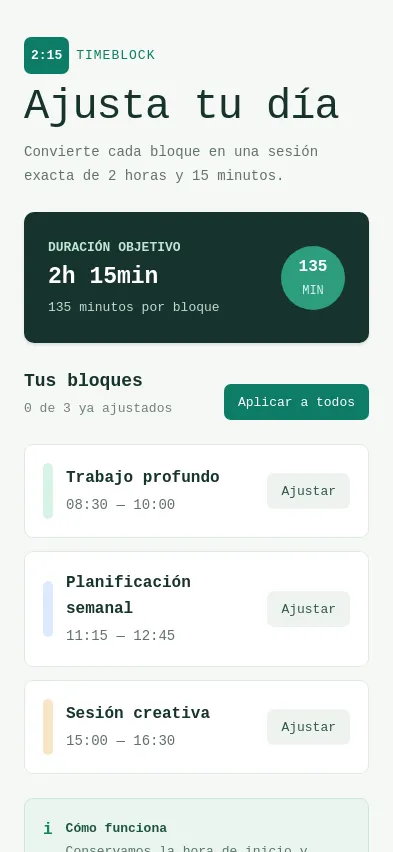 TimeBlock Modifier