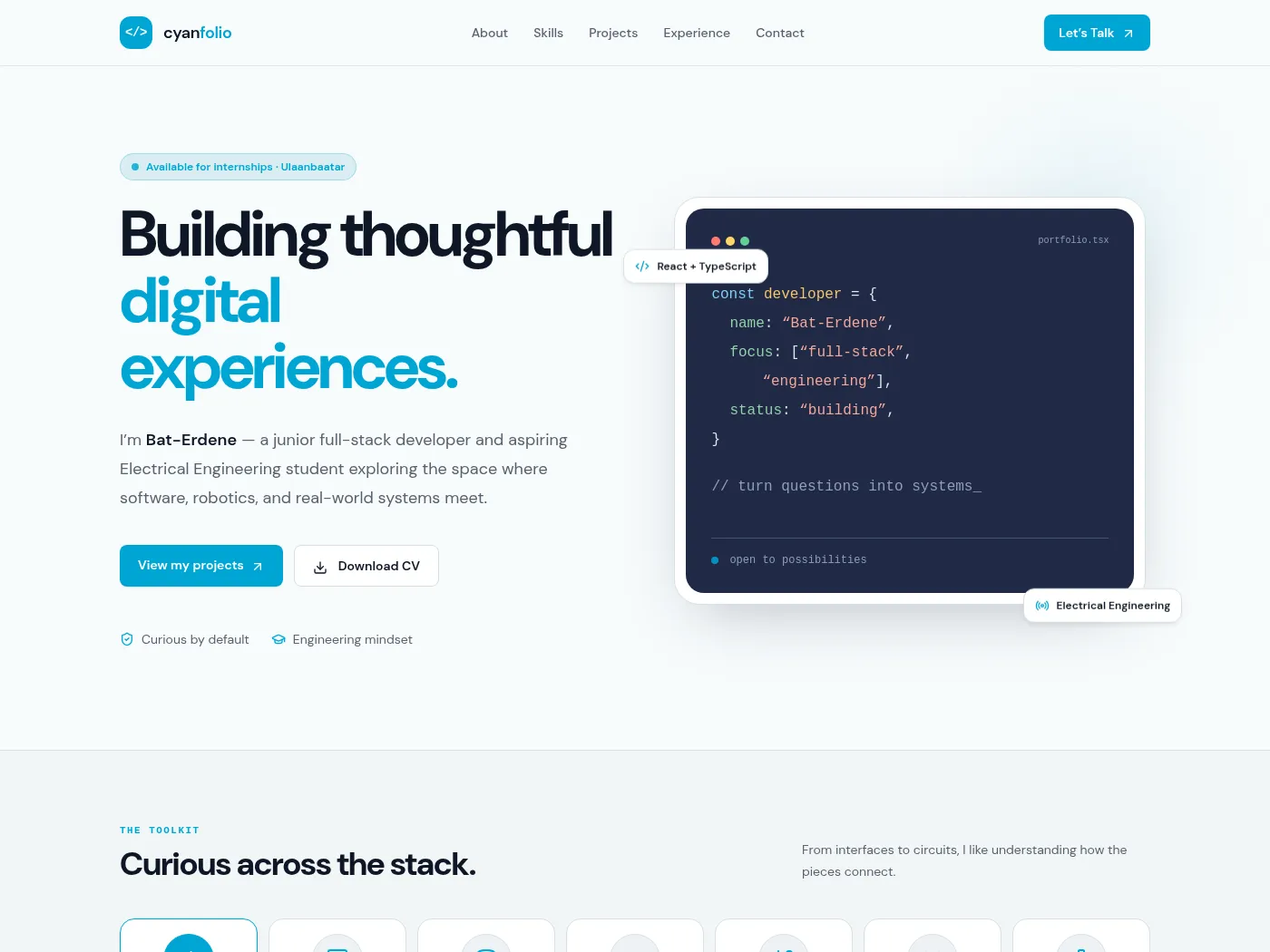 Cyanfolio Portfolio Site