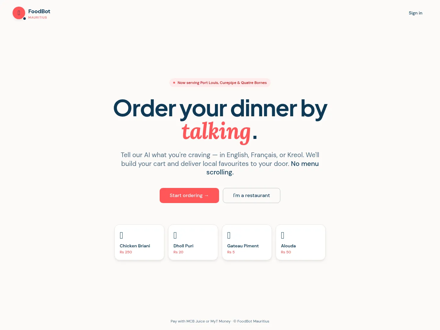 FoodBot Mauritius