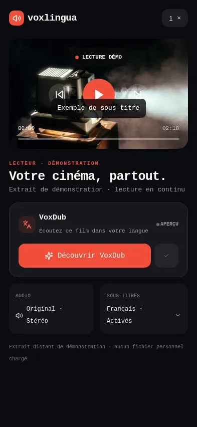 VoxLingua Video Voice Player