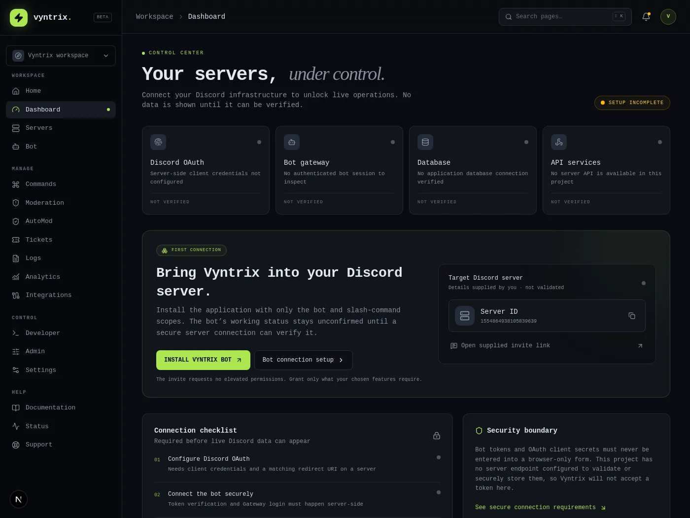 Vyntrix Discord Control Center