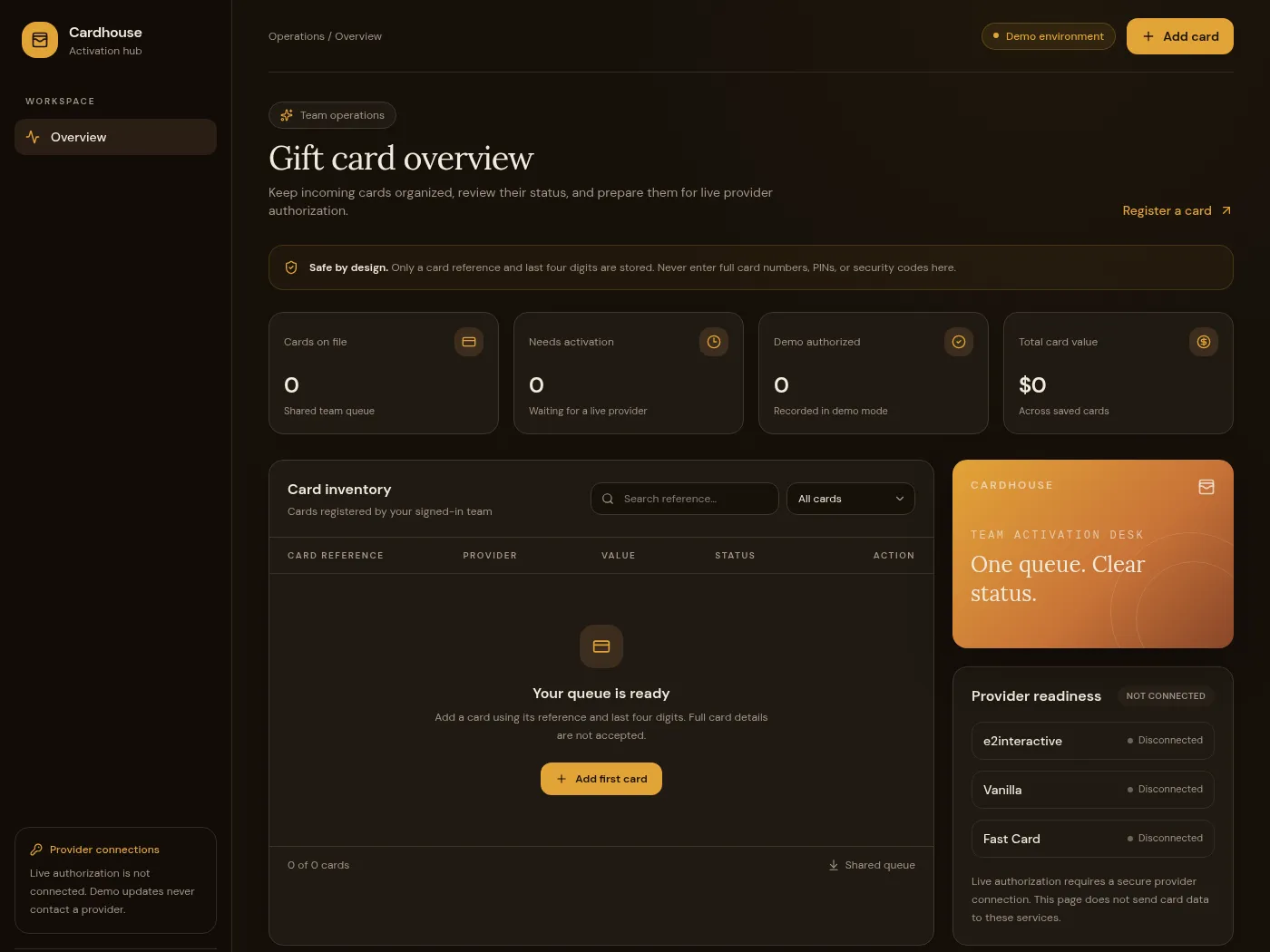 Gift Card Activation Hub