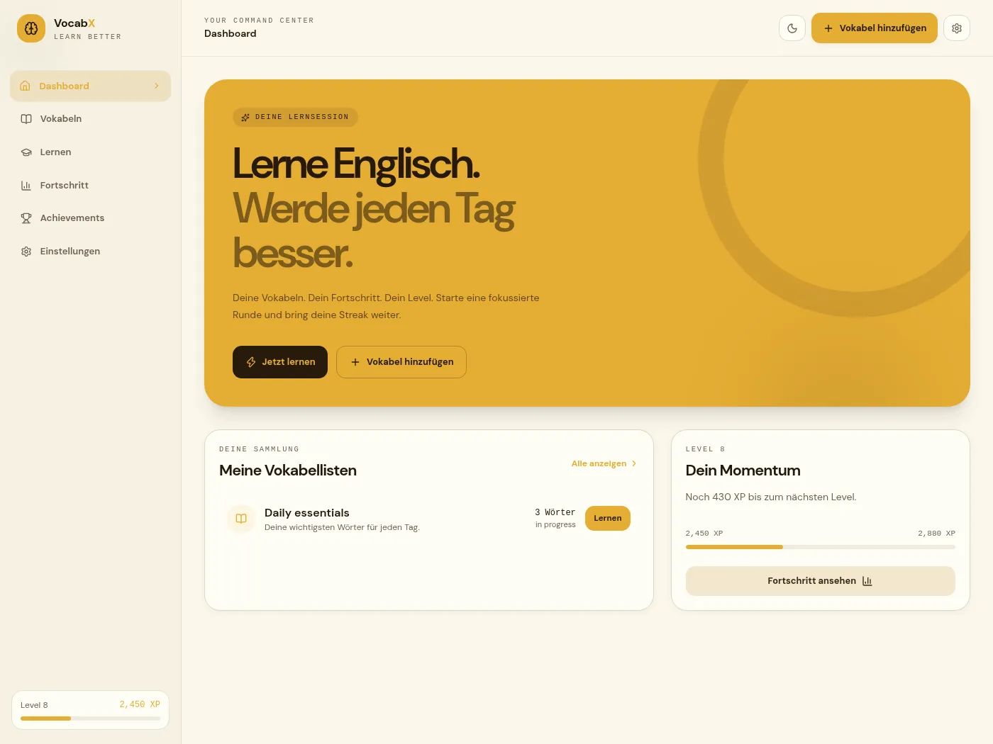 VocabX Learning Platform
