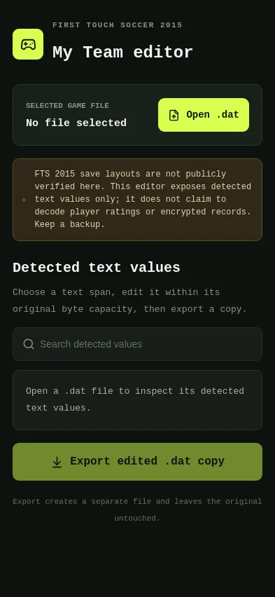 FTS 2015 Editor Mobile