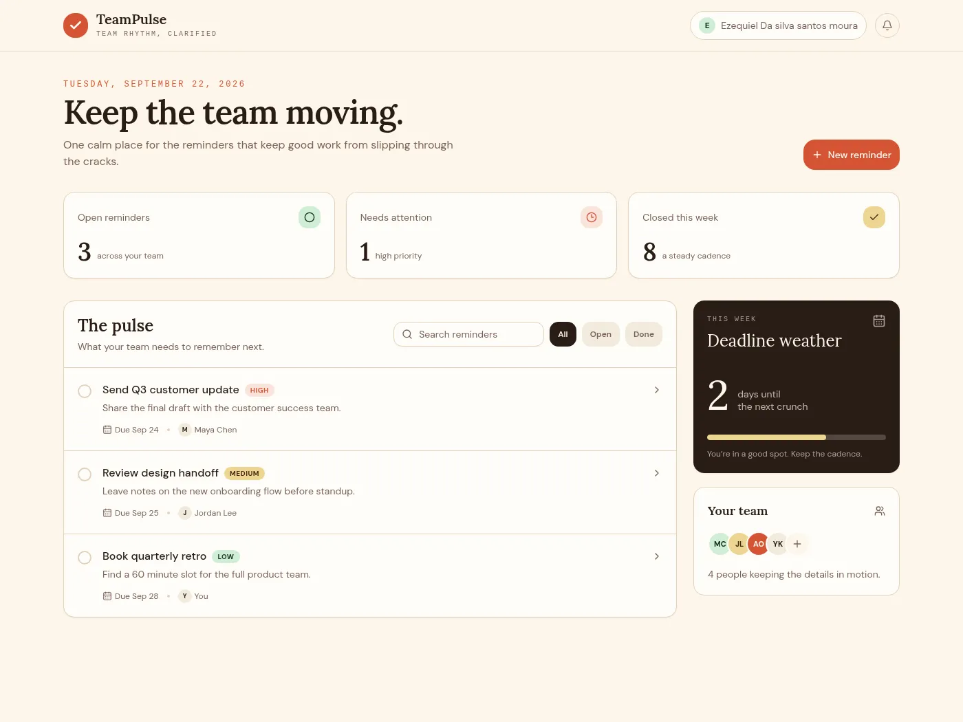 TeamPulse Reminder App