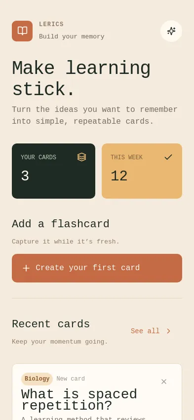 Lerics Flashcard App