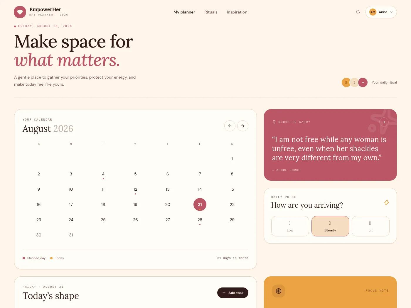 EmpowerHer Day Planner