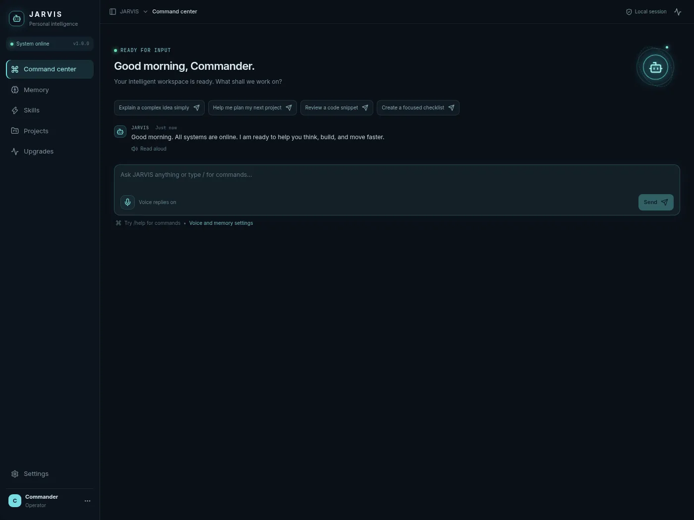 JARVIS AI Control Panel