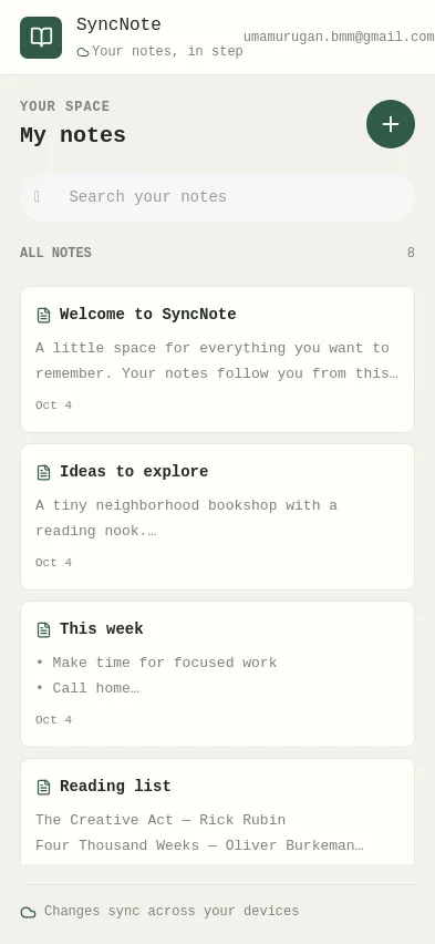 SyncNote Anywhere