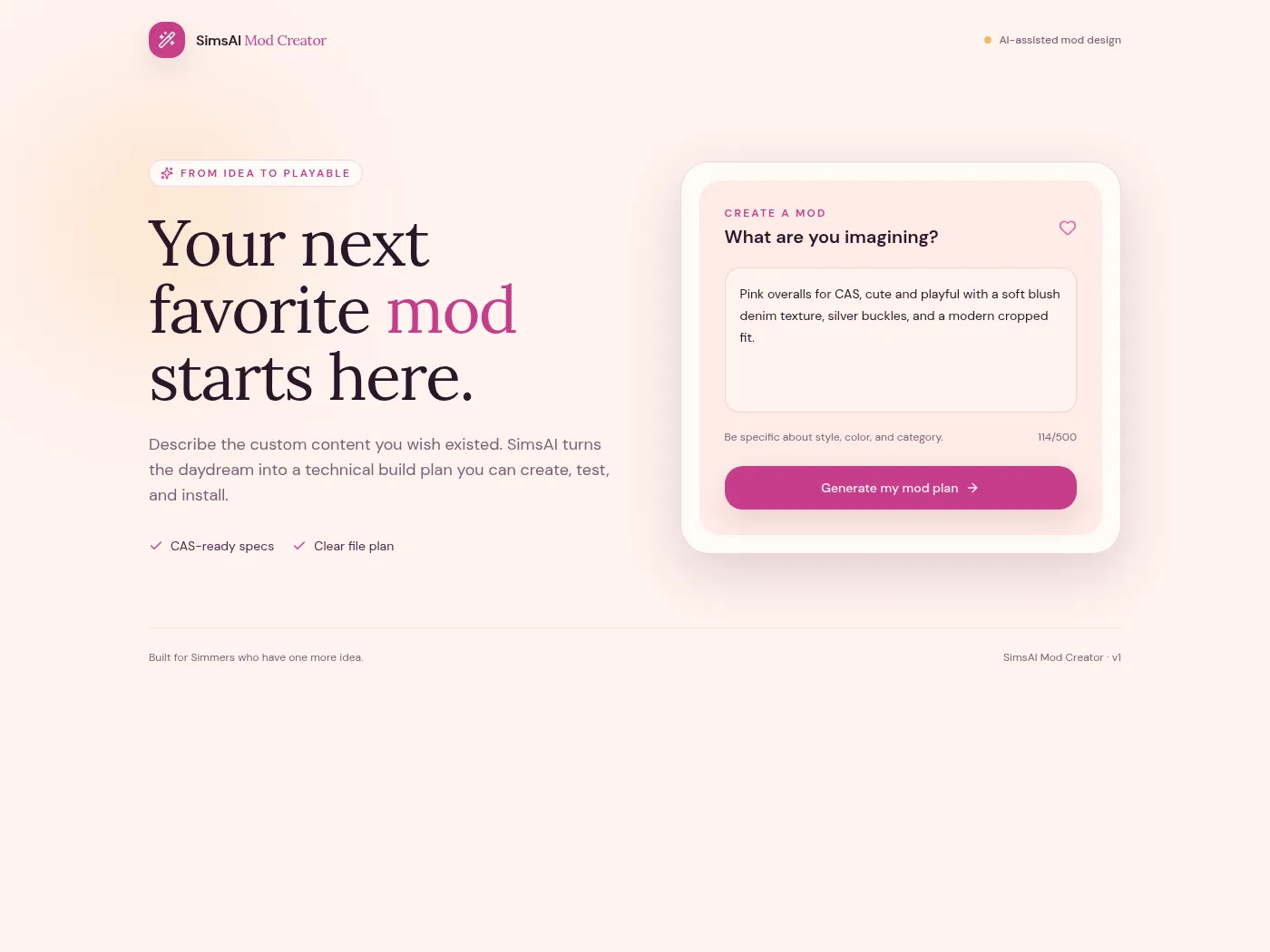 SimsAI Mod Creator
